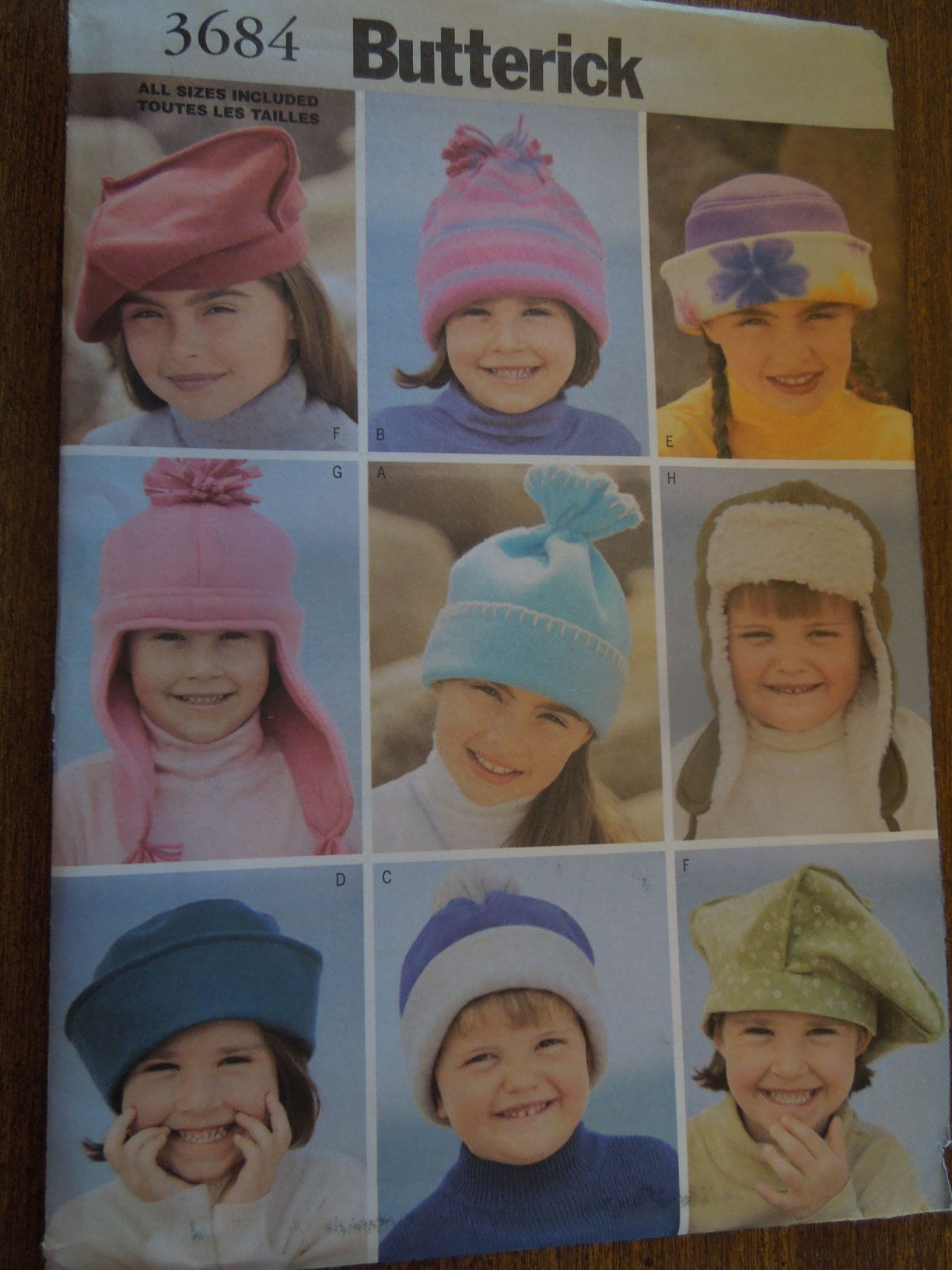 Butterick 3684, childrens, hats, caps, Uncut Sewing Pattern ...