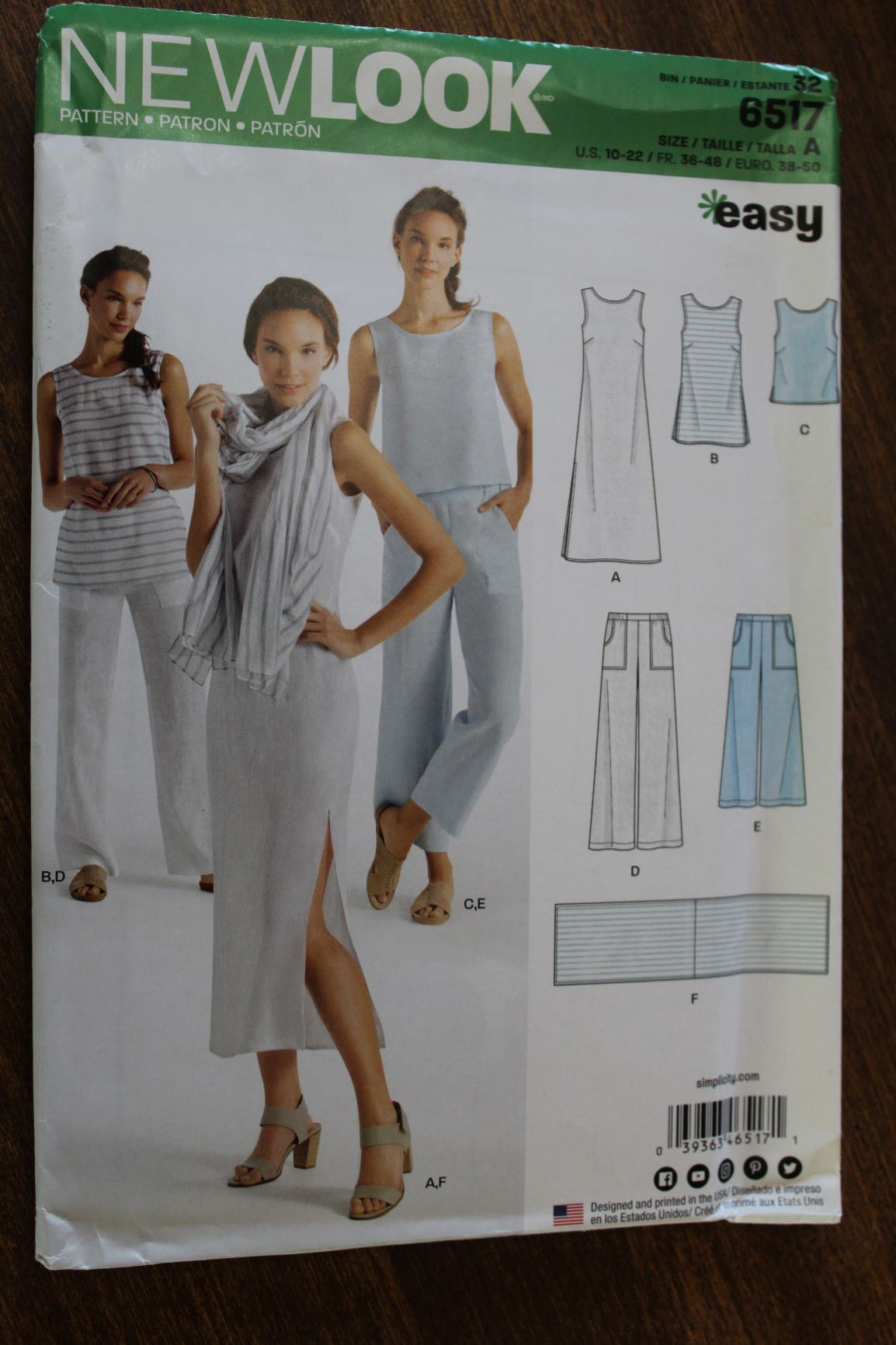 NewLook 6517, Misses Tops, Dresses, Pants, Uncut Sewing Pattern ...